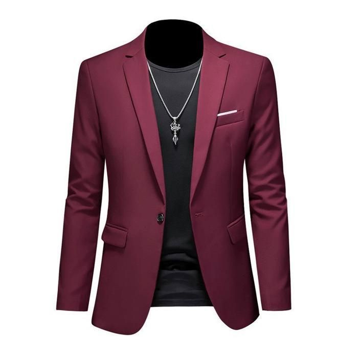 Veste de costume Homme Bouton revers Rouge Vin rouge - Cdiscount Prêt-à ...