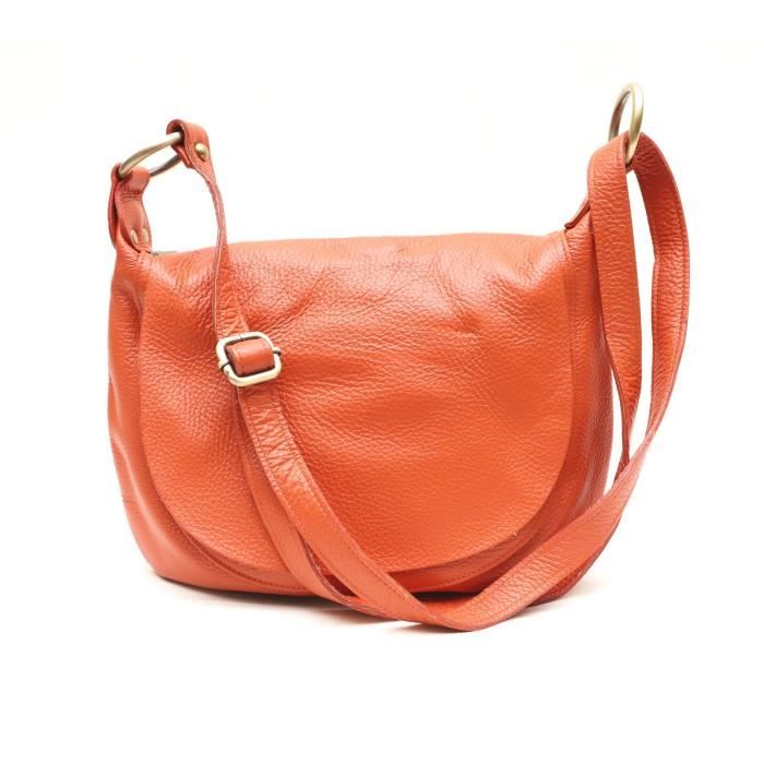 Sac bandoulière en cuir italien - OH MY BAG - CITIZEN - Orange - Femme ...