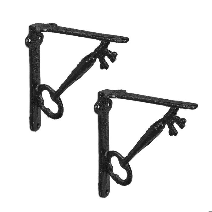 Relaxdays Équerre de fixation lot de 2, Design clé, HxLxP: 14,5 x 4 x ...