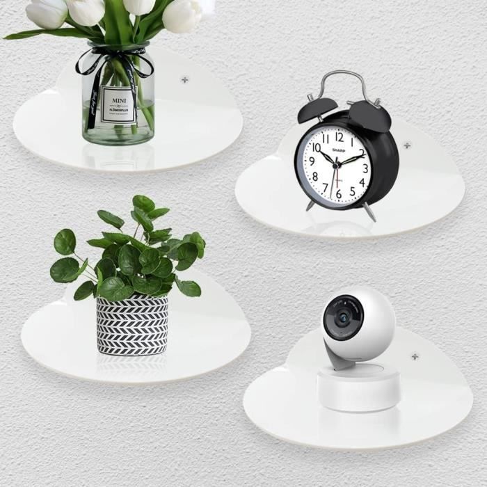 DEARLIVES Lot de 4 mini étagères murales flottantes autocollantes en ...