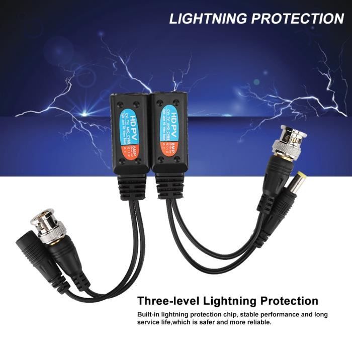 TMISHION Balun vidéo 2 Pièces Balun HD Cat5 RJ45 vers BNC Baluns Vidéo émetteur-récepteur Passif ...