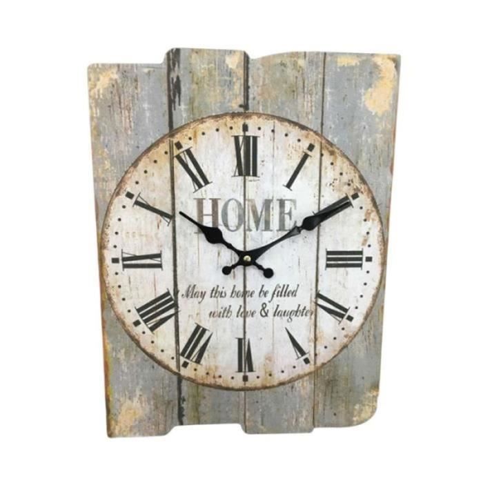 Carré rustique en bois horloge ferme usé décoratif chiffre romain ...
