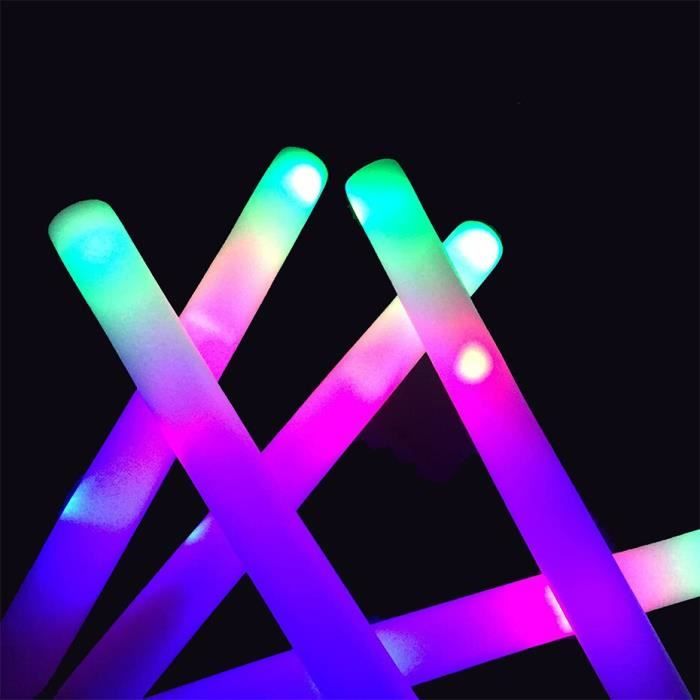 White - 60PCS - bâtons lumineux colorés en mousse, 48CM, lumière LED ...