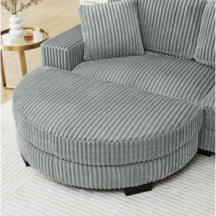 Canapé d'angle en L 4 places, velours côtelé, 256,5 x 133,5 x 89 cm ...