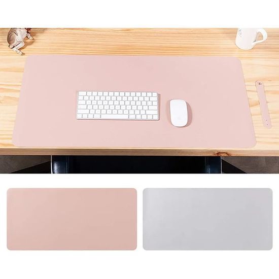 Sous-main double face en cuir imperméable rose et argent 60 x 30 cm ...