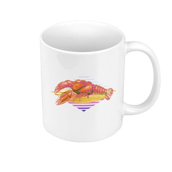 Mug Céramique Homard Surfer Collage Vintage Illustration Humour Plage ...