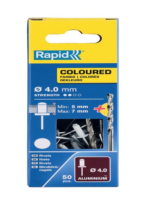 Rivets - Rapid - 5001463 - Aluminium - 4x10mm - 50pcs + Perceuse ...