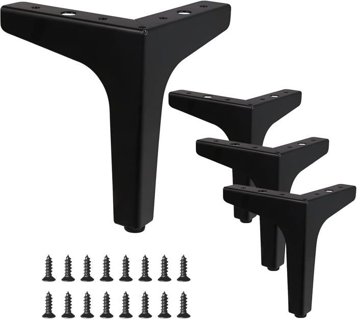 Pieds de Meubles Triangulaires 4 Pièces Noir 15cm Chargeable Jusqu'à ...