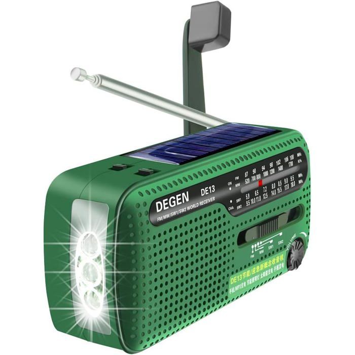 DE13 Radio Dynamo Batterie Radio FM/AM réflective pour Les Urgences ...