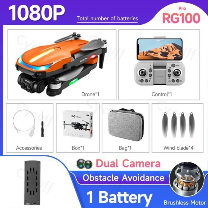 1080P 1B OU-Drone RG100 PRO avec Caméra HD 4K Sans Balais, Évitement ...