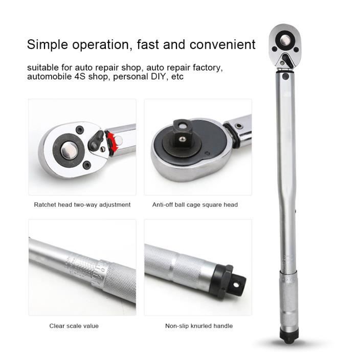 Clé dynamométrique réversible AKOZON 1/2in 28-210Nm avec tête à cliquet ...