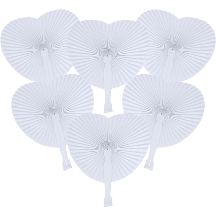 Lot De 24 Éventails Pliants En Papier Blanc En Forme De Cœur Pour ...