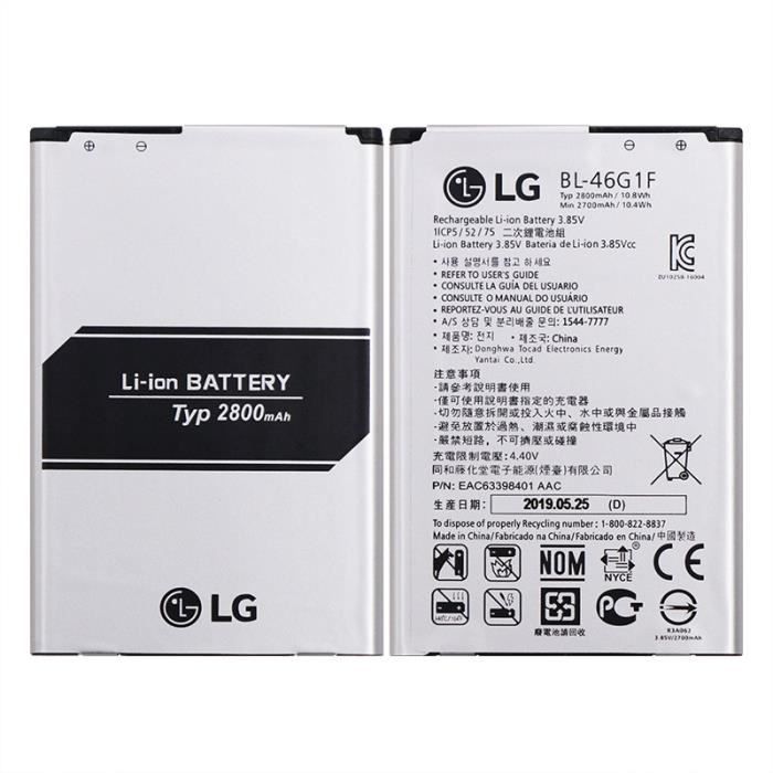 2800mAh BL-46G1F Pour LG K20 K425 K428 K430H k10 m250 2017 Version ...