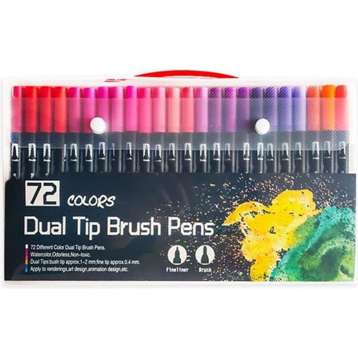 72 couleur Fine Liner double pointe pinceau stylo feutre-pointe stylo ...