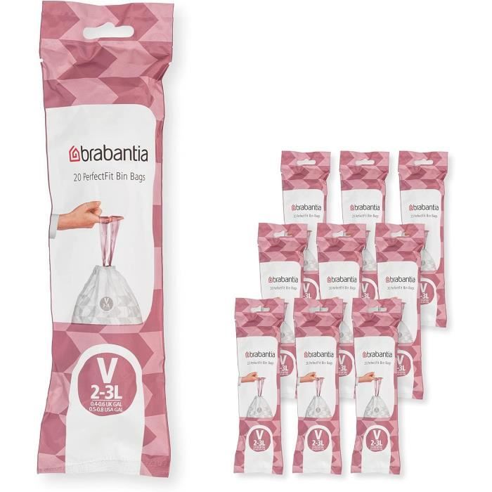 Sacs Poubelle Perfectfit Multipack (Code V - 2L - 3L), Ultra Résistant ...