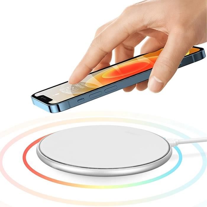 Tapis De Charge Sans Fil, Chargeur Rapide Qi Rond Sans Fil Pour Iphone Pour Smartphone Android ...
