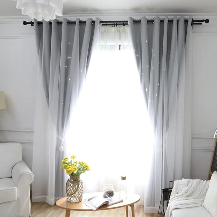 Rideau Occultants & Rideau Voilage-Romantique Motif Étoiles Creuses ...