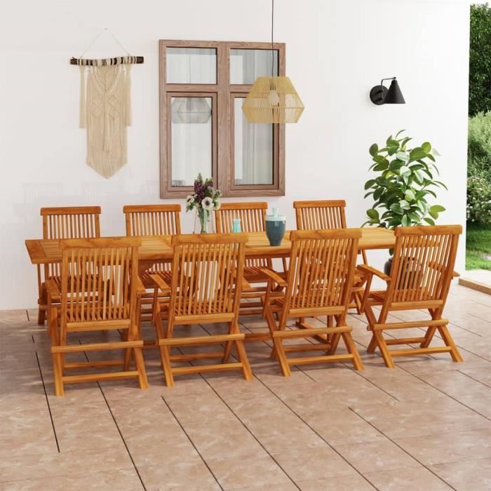 Garnaco Salon de jardin 9 pcs Bois de teck massif AB3059613 85433 ...