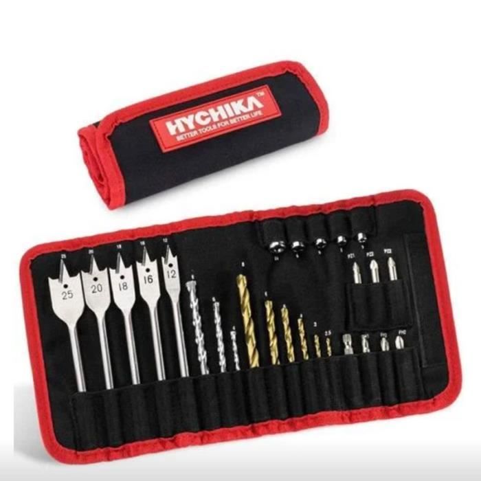Jeu de forêts, HYCHIKA 26PCS Drill Bit Set Forêts affleurants, pour le ...