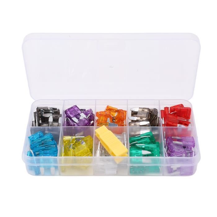 Kit d'assortiment de fusibles automatiques en plastique en alliage d'aluminium 120 pcs ...