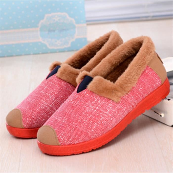 Moccasins Femme Hiver en Coton Doux - Marque - Modèle - Antidérapant ...