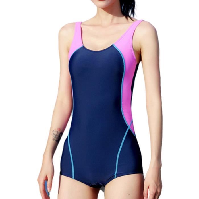 Inlzdz Maillot de Bain 1 Pièce Femme Combishort de Bain Sport Natation Plage Piscine M-4XL Rose ...