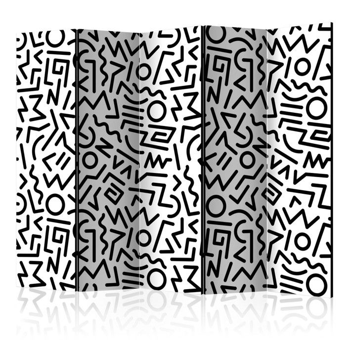 Paravent 5 Volets - PARIS PRIX - Black & White Maze - Bois et Toile ...