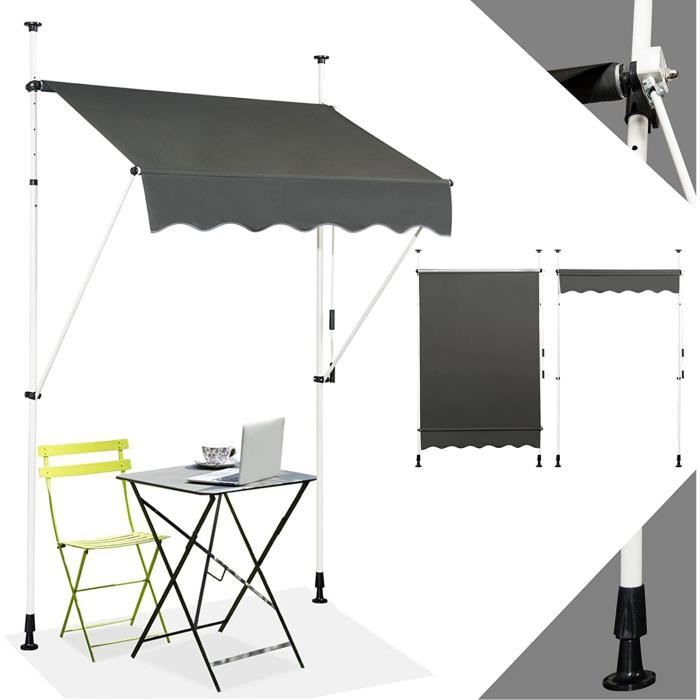 RELAX4LIFE Store Banne 150X125cm sans Perçage Hauteur Réglable 2-3M ...