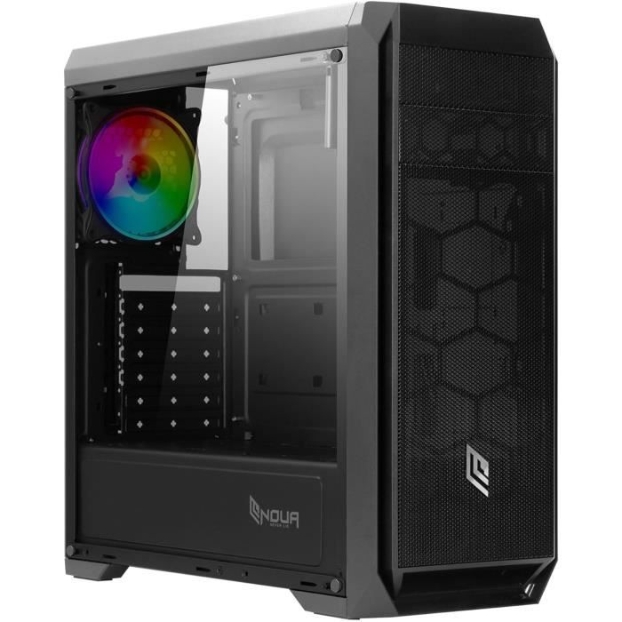 Noob X6 Noir Boîtier Pc Gaming Argb Mid-Tower Atx, 1 Ventilateur Led Rgb Synchronisable 120 Mm ...
