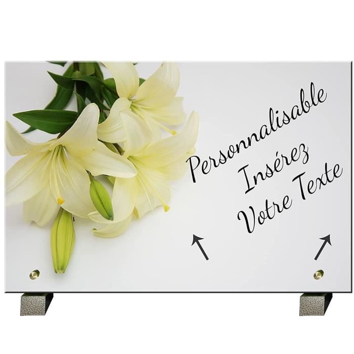 Plaque Funéraire Personnalisée - Plaque funéraire Fleur de Lys et Texte ...