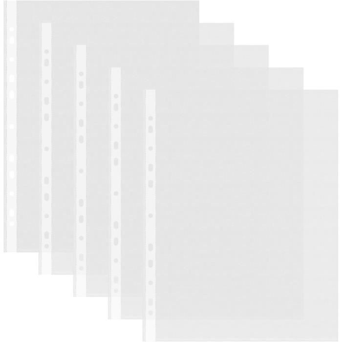 100 Pièces Feuille Transparente A4, Pochettes Perforées A4 ...
