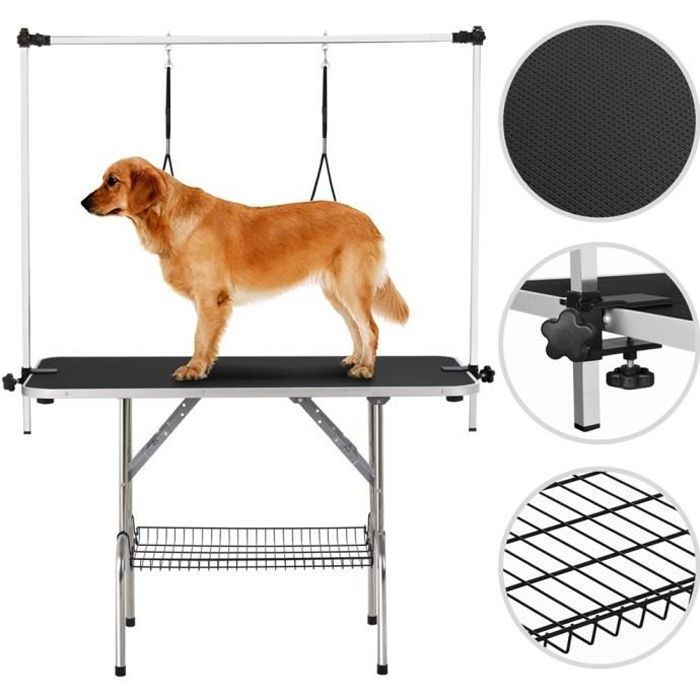 Yaheetech Table de Toilettage pour Chien/Chat Pliante Réglable 118 x 70 ...