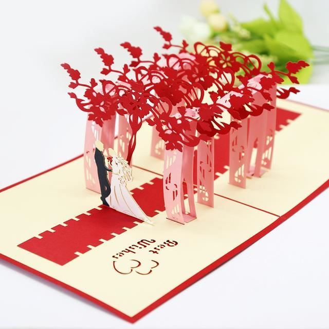 Carte d'invitation,4--Carte'amour pop up 3D avec enveloppe, cartes de ...