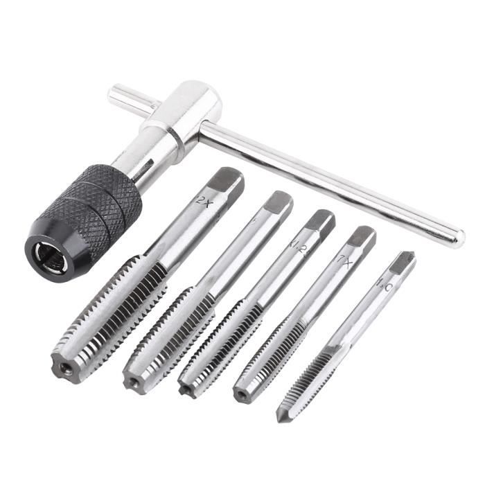 Ensemble de 6 tarauds à vis et clé en forme de T Kit d'outils à main de ...