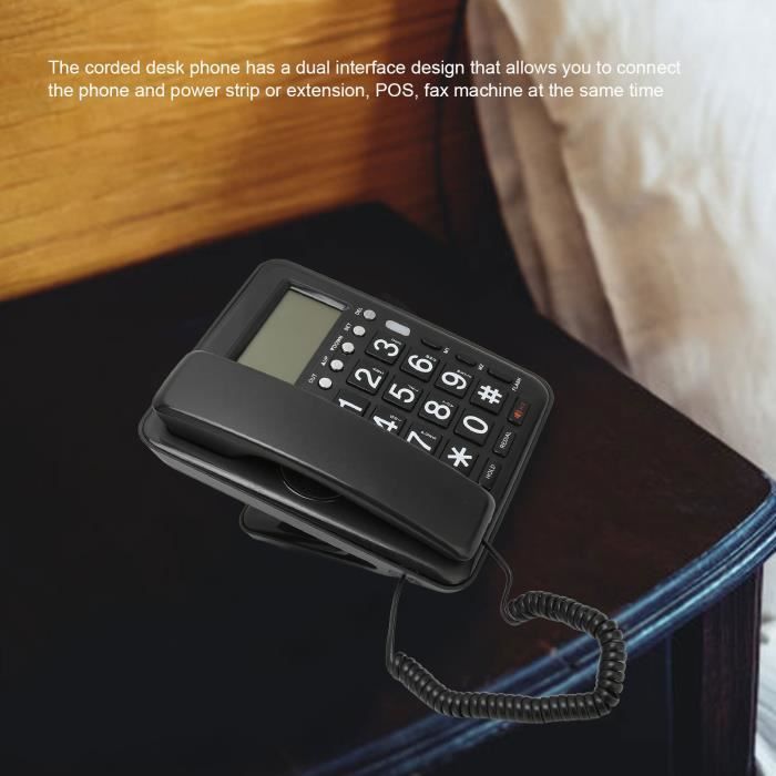 Tbest Téléphone de bureau filaire Téléphone de bureau identification de ...