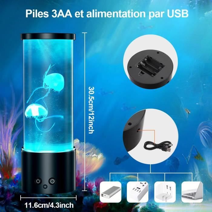 Lampe Méduse Lumineuse Aquarium Avec 17 Couleurs 4 Modes Et ...