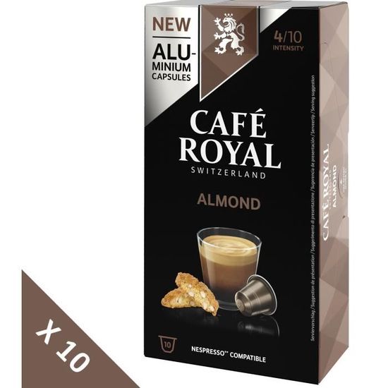 CAFE ROYAL Café Capsules en aluminium Amande - Lot de 10 x 10 capsules ...