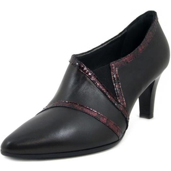 Bottines femme, cuir souple, noir, élégant, élastique, talon 7 cm ...