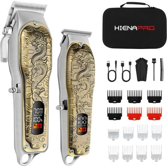 HIENA PRO Tondeuse à cheveux pour homme avec lame en T, ensemble de ...