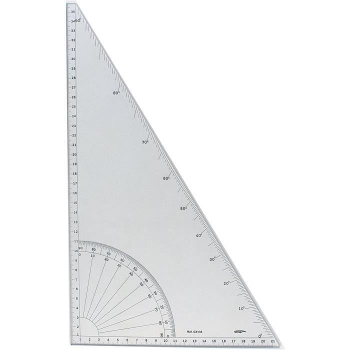Equerre-rapporteur 60° graduations en degrés bords droits Transparent ...