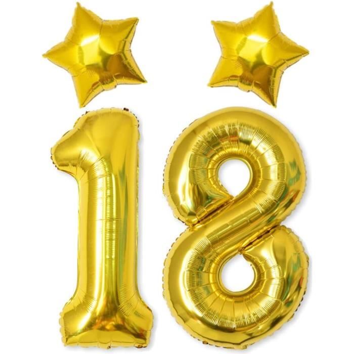 Lot De 2 Ballons Géants Numériques En Forme De Chiffre 18 Dorés De 101 ...