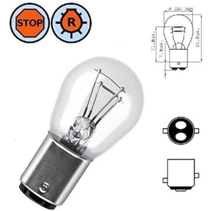 AMPOULE 6V 21/5W BAY15D S25 FEU ARRIERE STOP CLIGNOTANT ERGOT DECALE ...