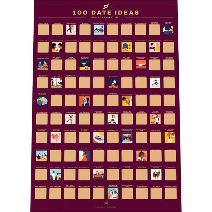 Affiche de 100 Dates Scratch Off Poster - 100 dates à gratter – Liste ...