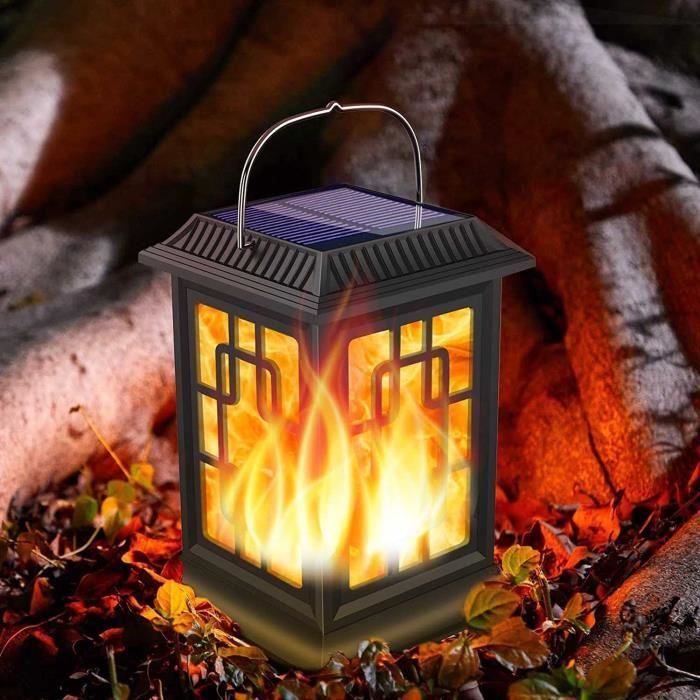 Lampe À Flamme Solaire, Avec Effet Flammes Lanternes Murales Solaires ...