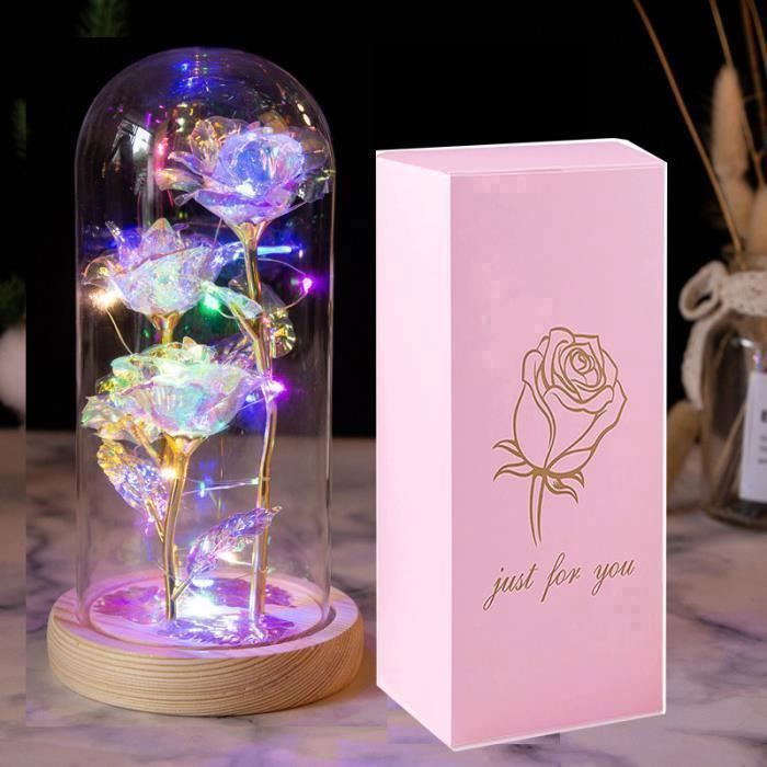 Rose Eternelle sous Cloche en Verre Lumineuse, Sparkly Galaxy Rose 3D ...