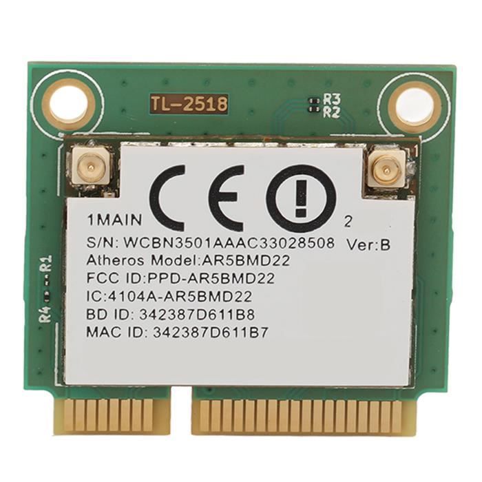 Carte réseau 5G - AR5BMD22 - Mini PCIe - 300 Mbps - BT 4.0 - Double ...