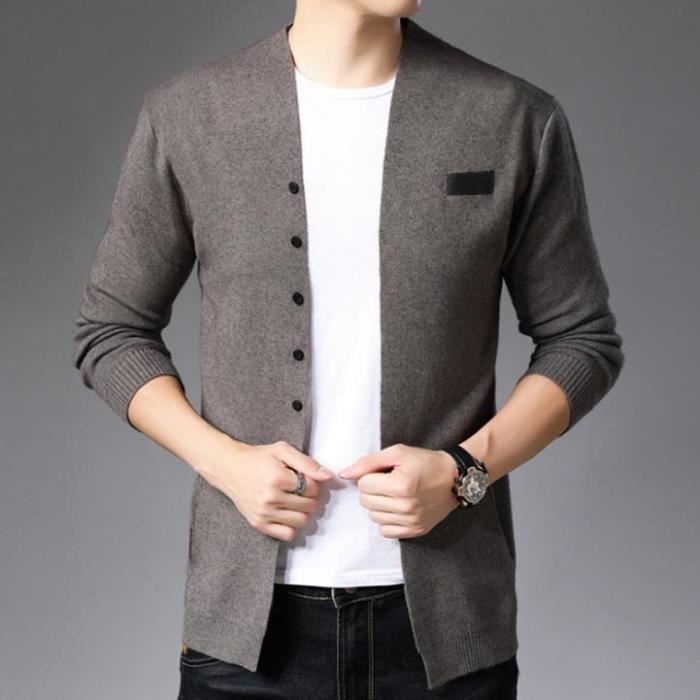 Cardigan homme en laine tricot décontractés collection automne col ...
