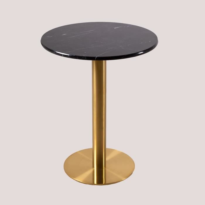 SKLUM Table de Bar Ronde en Marbre (Ø60 cm) Chack Metallic Doré ...