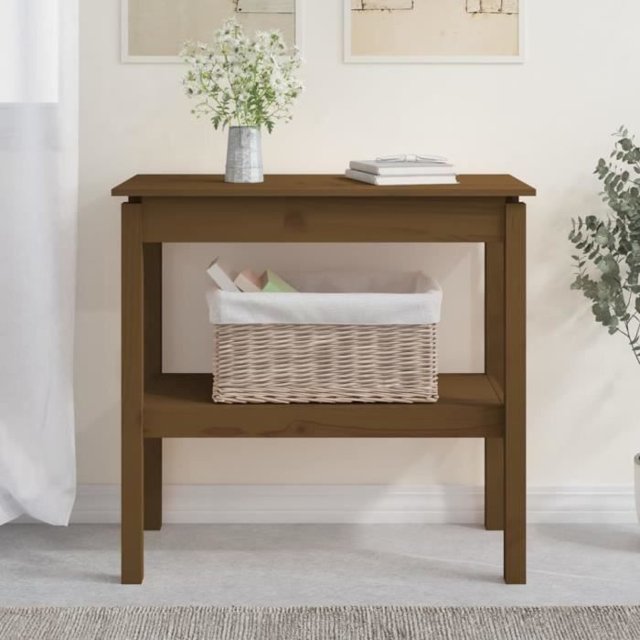 HOP-Table console Marron miel 80x40x75 cm Bois de pin solide-HOP814307 ...