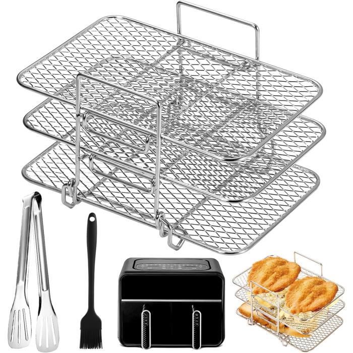 Support De Friteuse À Air Comprimé Pour Friteuse Ninja Double À Air, Grille À Trois Couches Avec ...